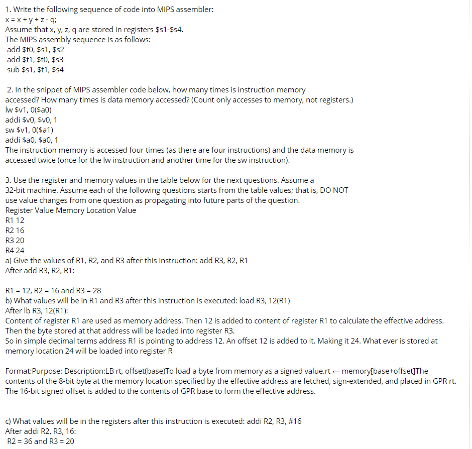 Write the following sequence of code into MIPS | Chegg.com