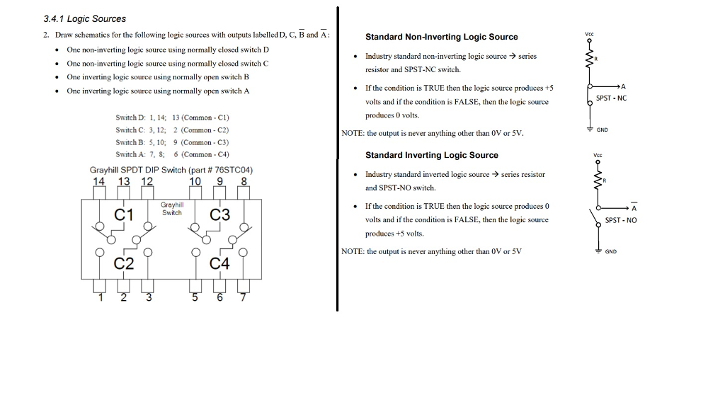 Solved 3.4.1 Logic Sources 2. Draw schematics for the | Chegg.com