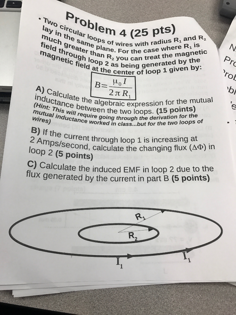 Solved Two circular loops of wires with radius R_1 and R_2 | Chegg.com
