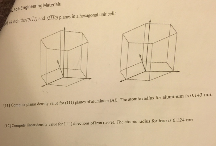 Solved Sketch the (0111) and (2110) planes in a hexagonal | Chegg.com