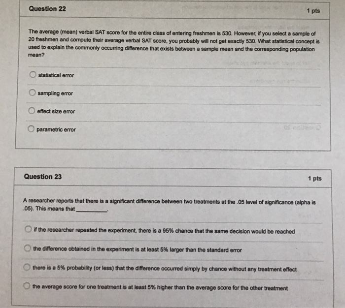 Solved Question 22 The average (mean) verbal SAT score for | Chegg.com