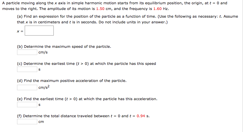 Solved A particle moving along the x axis in simple harmonic | Chegg.com