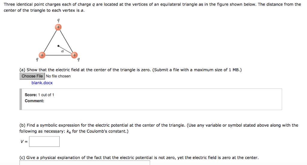 Solved Three identical point charges each of charge q are | Chegg.com