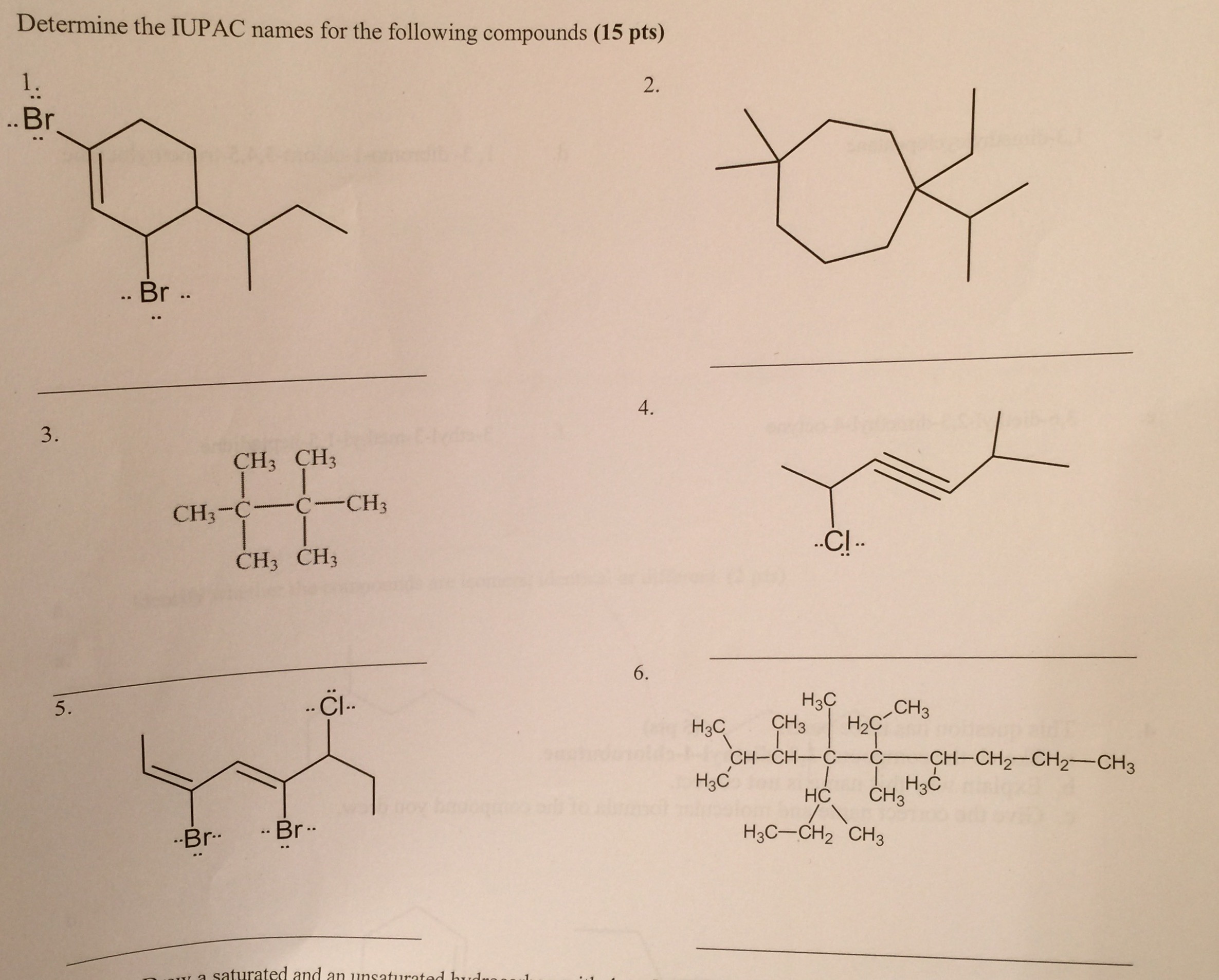 Solved Determine the IUPAC names for the following compounds | Chegg.com