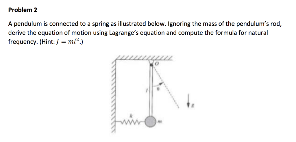 Solved Problem 2 A pendulum is connected to a spring as | Chegg.com