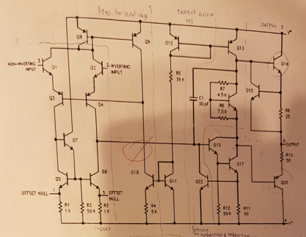 Solved 16. The schematic of an LM741 operational amplifier | Chegg.com