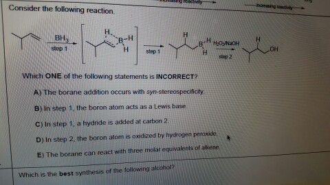 Solved Consider the following reaction. Which ONE of the | Chegg.com
