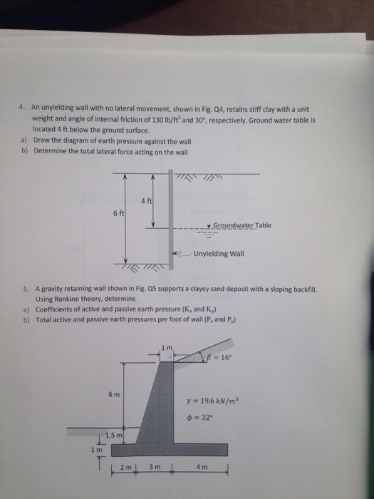 Solved An unyielding wall with no lateral movement, shown in | Chegg.com