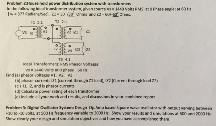 Solved Problem 2: Household power distribution system w/ | Chegg.com