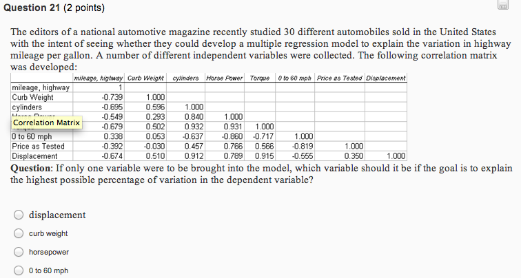 Solved A negative correlation coefficient means that large | Chegg.com