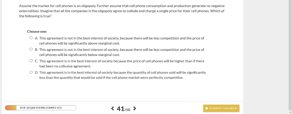 Solved Assume the market for cell phones is an oligopoly. | Chegg.com