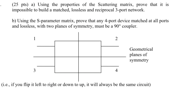 Solved Using the properties of the Scattering matrix, prove | Chegg.com