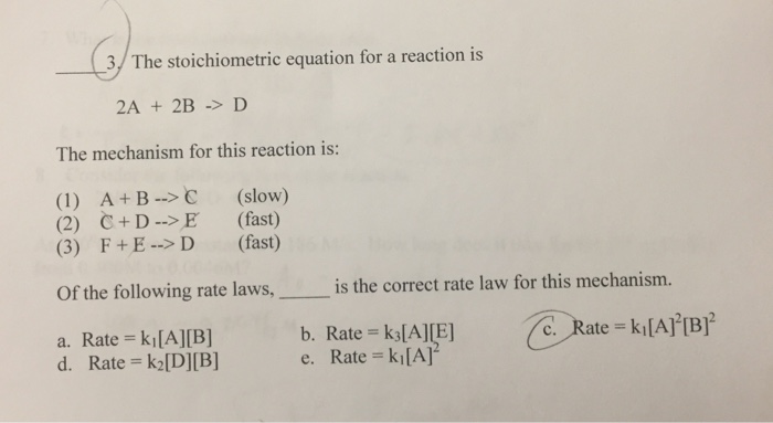 Solved The stoichiometric equation for a reaction is 2A + | Chegg.com
