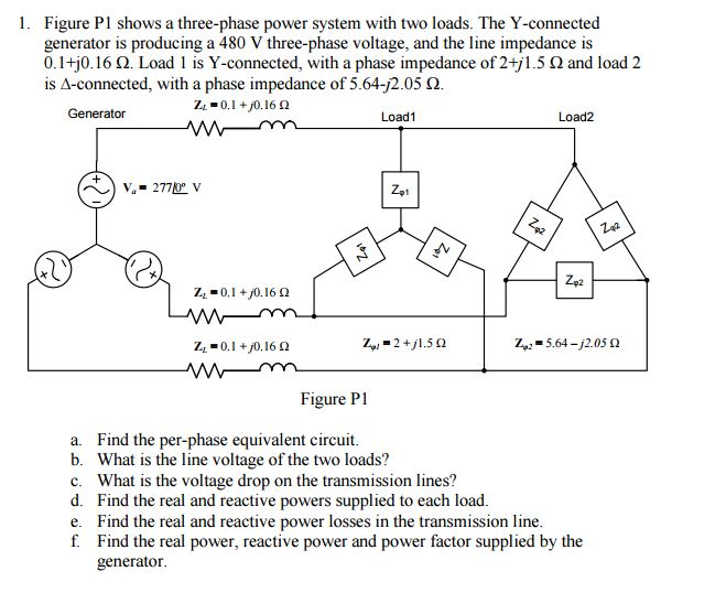 Solved Figure P1 shows a three-phase power system with two | Chegg.com Solved Figure P1 shows a three-phase power system with two | Chegg.com