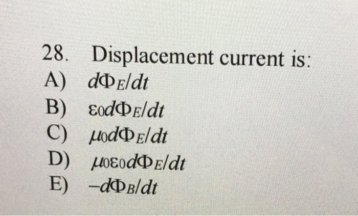 Solved Units of displacement current and explanation why? | Chegg.com