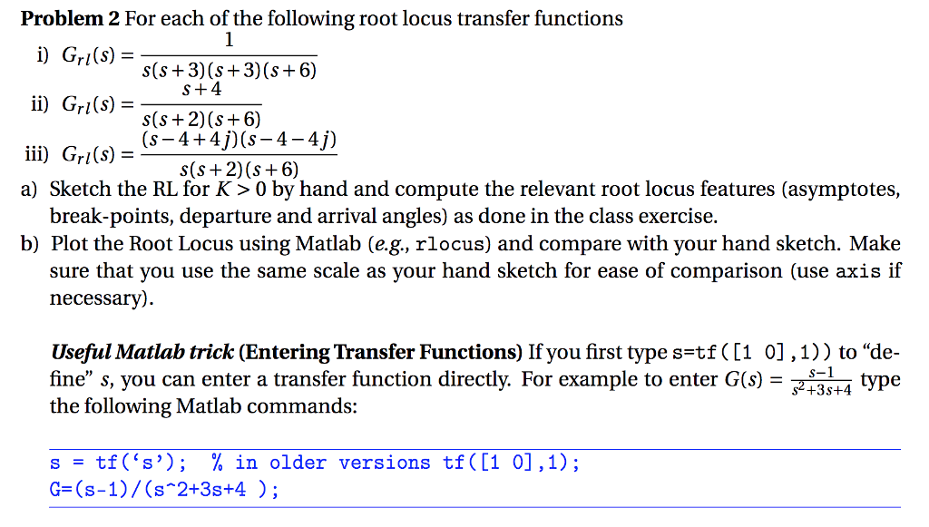 Solved Problem 2 For each of the following root locus | Chegg.com