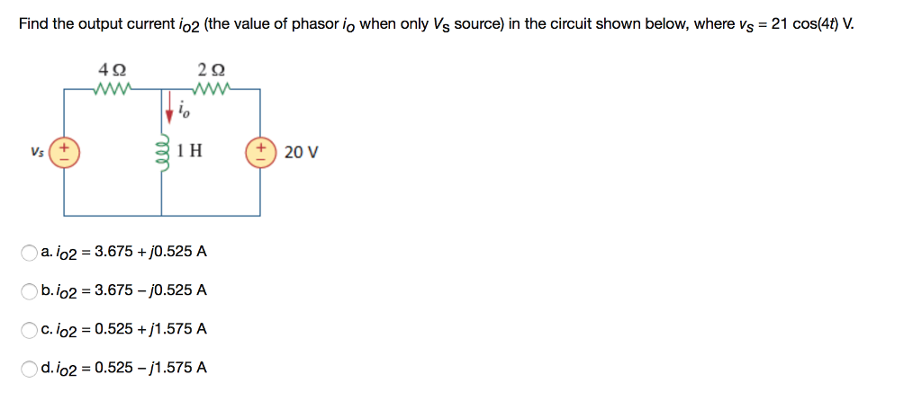 Solved Find the output current io2 (the value of phasor io | Chegg.com