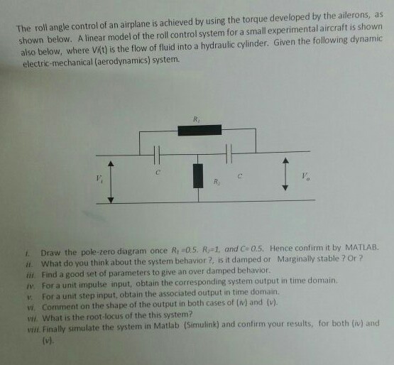 Solved The roll angle control of an airplane is achieved by | Chegg.com