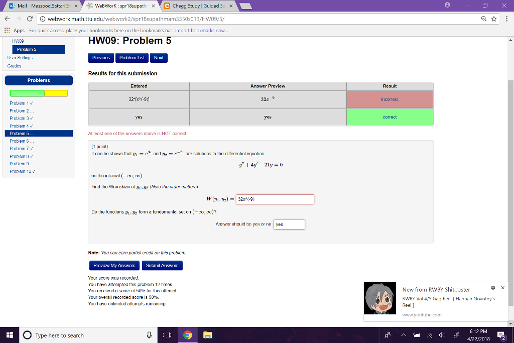 Solved ?WeBWorK : spr1 8supathi ? > d ? | Chegg.com