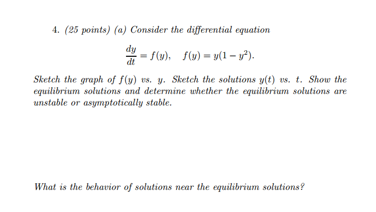 Solved Consider the differential equation dy / dt = f(y), | Chegg.com