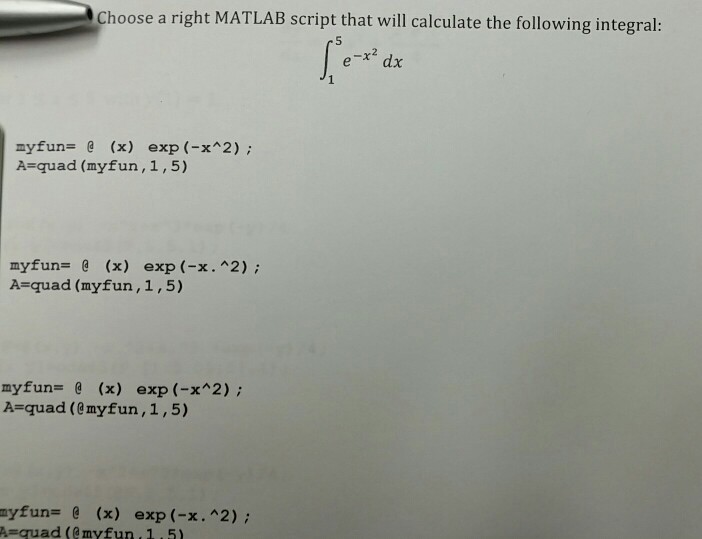 Solved Choose a right MATLAB script that will calculate the | Chegg.com