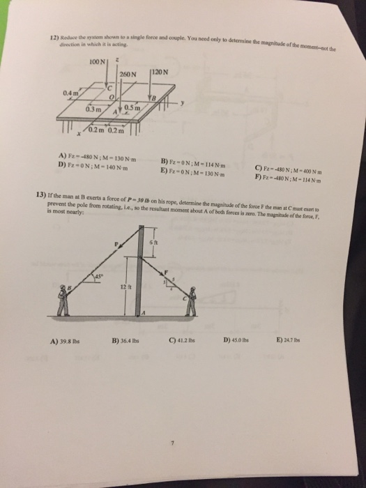Solved Reduce the system shown to a single force and couple. | Chegg.com