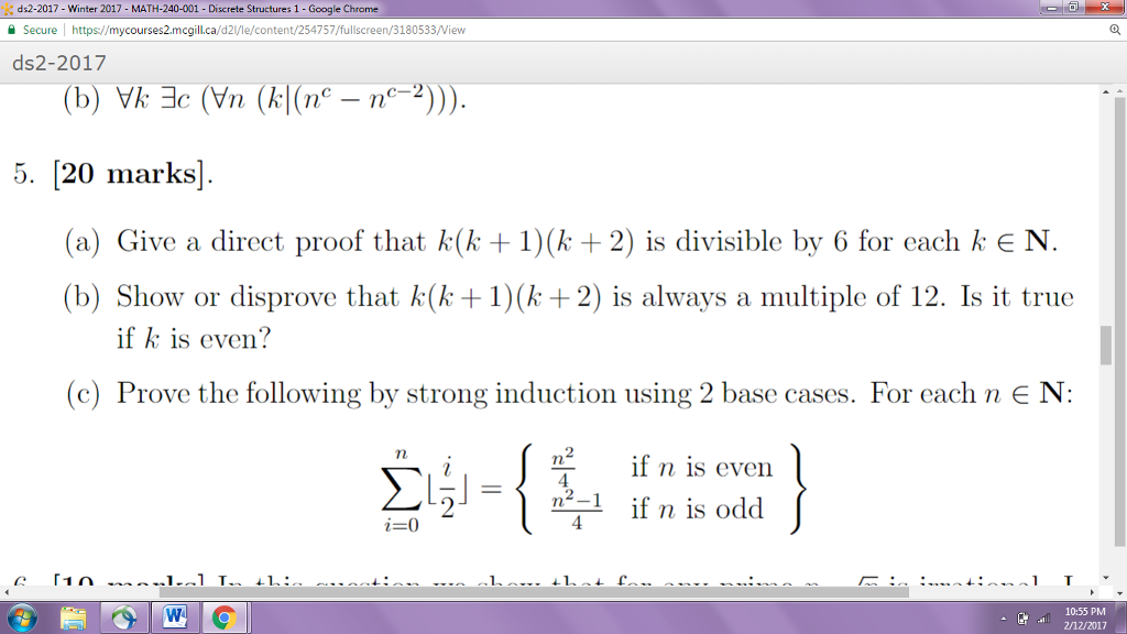 Solved ds2-2017-Winter 2017 MATH-240-001 Discrete Structures | Chegg.com