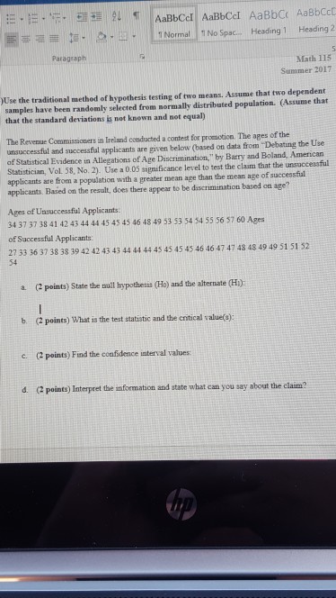Solved Use the traditional method of hypothesis testing of | Chegg.com
