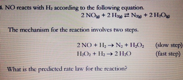 Solved NO reacts with H2 according to the following | Chegg.com