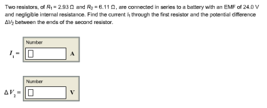 Solved Two resistors, of R1 = 2.93 omega and R2 = 6.11 | Chegg.com