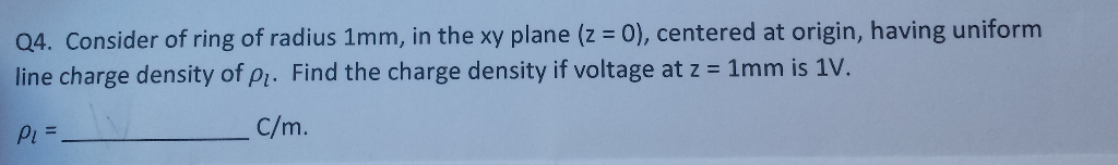 Solved consider a ring radius 1mm, in the xy plane (z=0) | Chegg.com