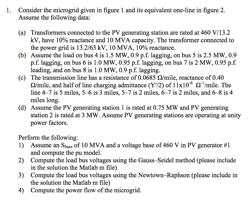 1. Consider the microgrid given in figure 1 and its | Chegg.com