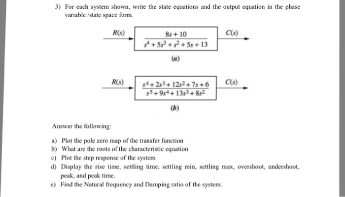 Solved For each system shown, write the state equations and | Chegg.com