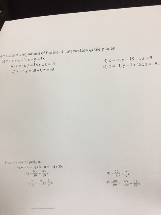Solved The parametric equations of the line of intersection | Chegg.com