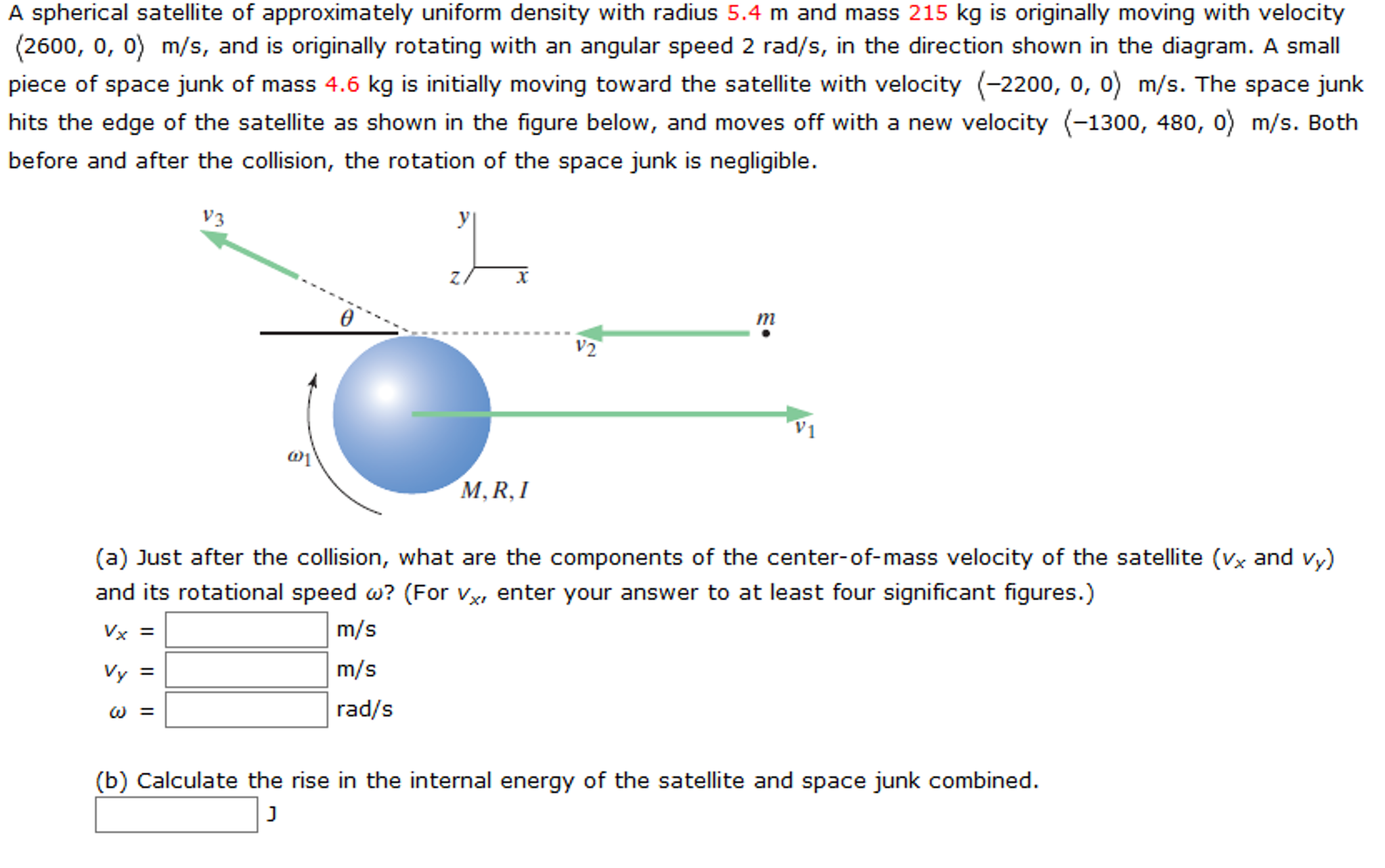 Solved A spherical satellite of approximately uniform | Chegg.com