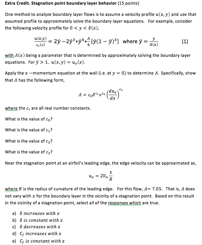 Extra Credit. Stagnation point boundary layer | Chegg.com
