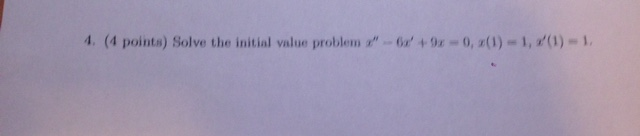 Solved Solve the initial value problem x''-6x'+9x=0, x(1)=1, | Chegg.com