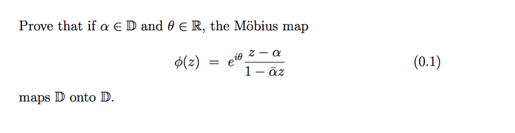 Solved Prove that if α D and θ E R, the Mobius map 1- az | Chegg.com