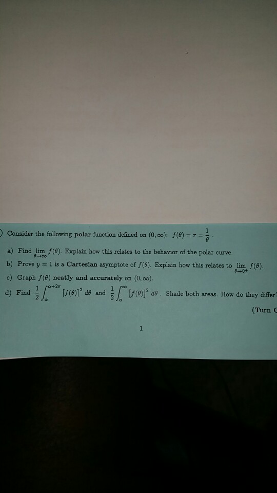 Solved Consider the following polar function defined on (0, | Chegg.com