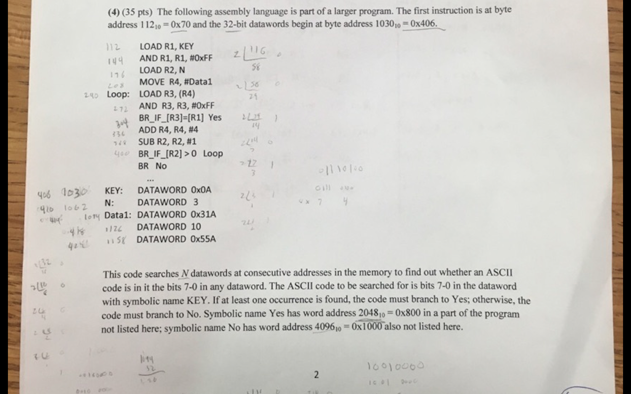 Solved The following assemby language is part of a | Chegg.com