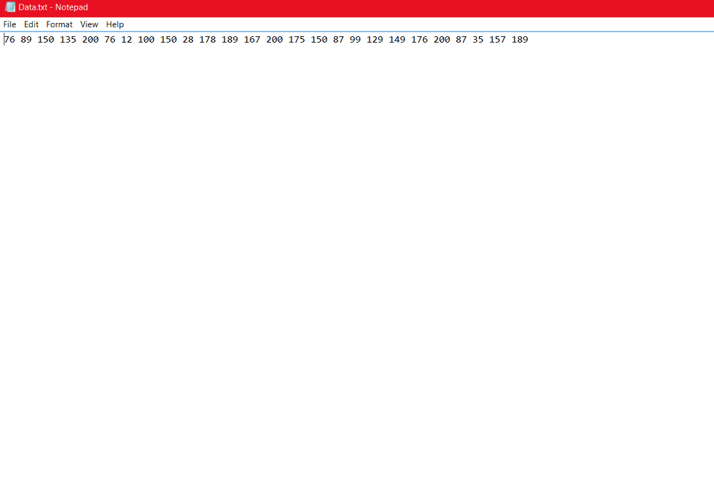 Solved Write a program that reads a file (Data.txt) | Chegg.com