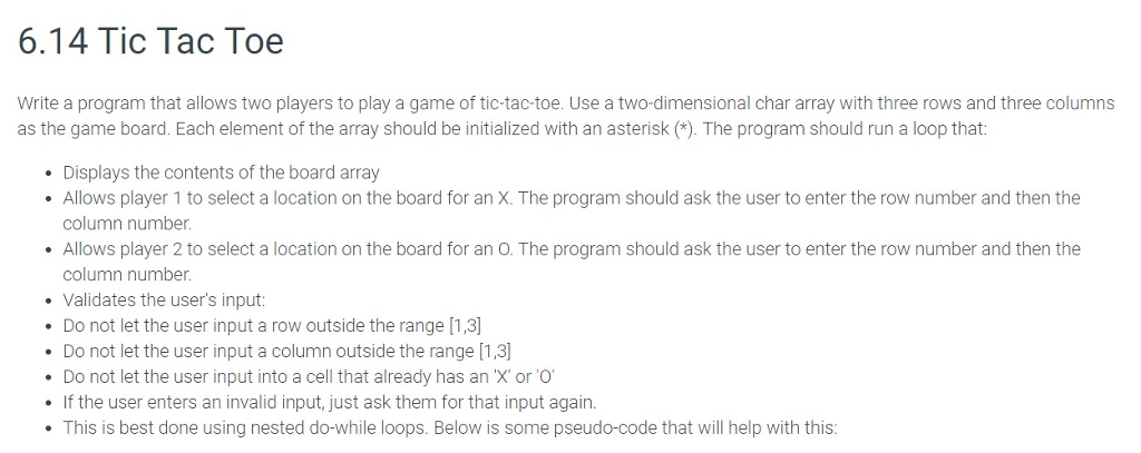 Solved 6 14 Tic Tac Toe Write A Program That Allows Two