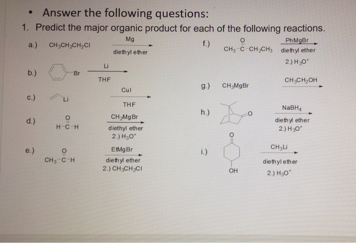 Solved Predict the major organic product for each of the | Chegg.com