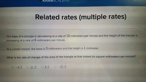 Solved Related rates (multiple rates) The base of a triangle | Chegg.com