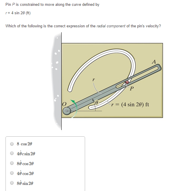 Solved Pin P is constrained to move along the curve defined | Chegg.com