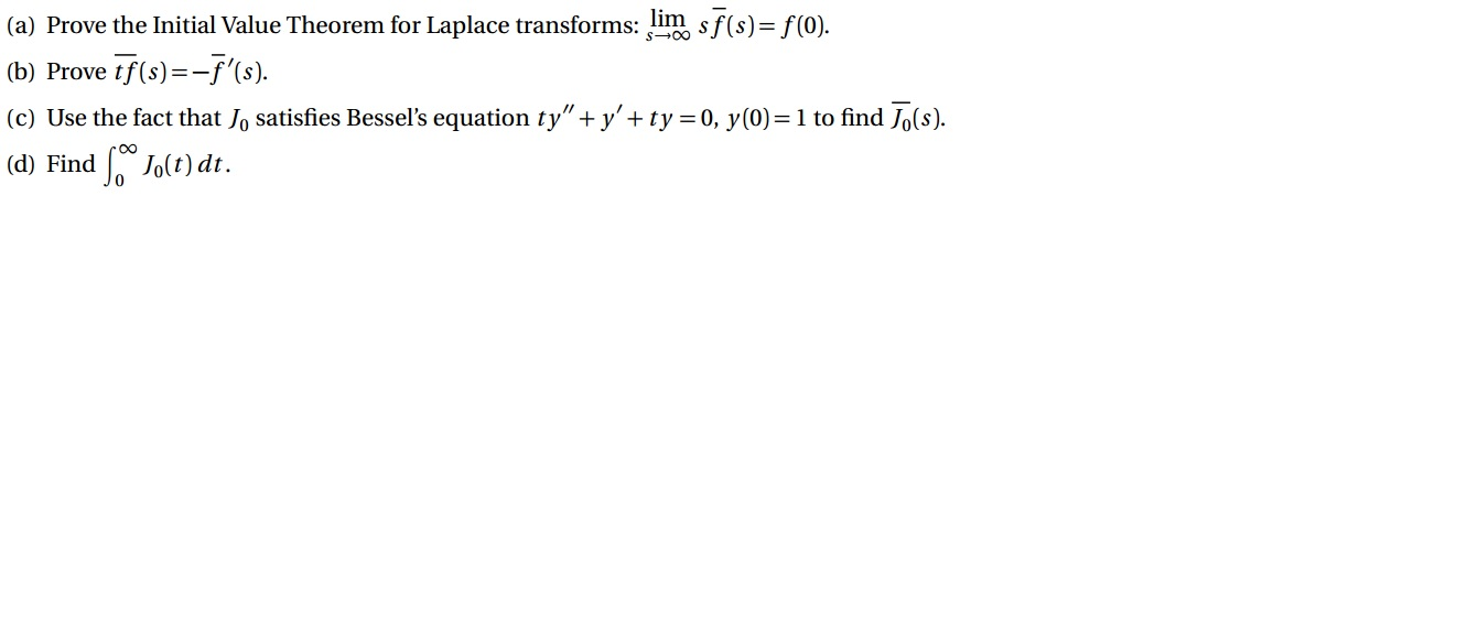 Solved (a) Prove the Initial Value Theorem for Laplace | Chegg.com