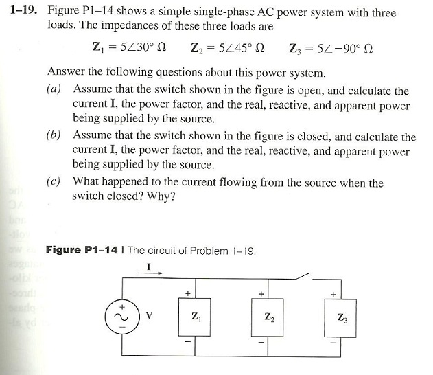 Solved shows a simple single-phase AC power system with | Chegg.com