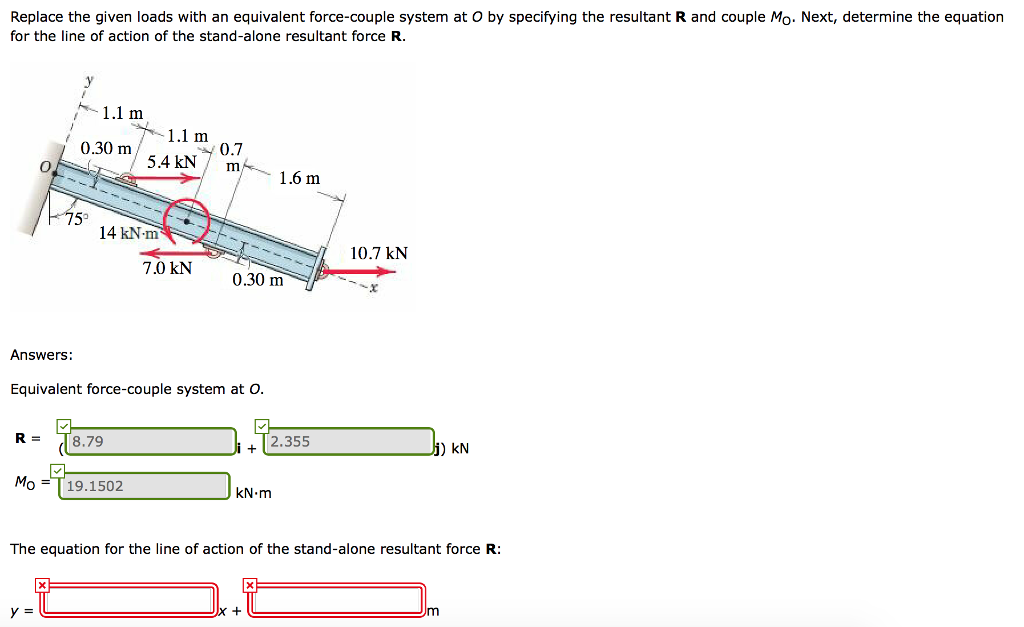 Solved Replace the given loads with an equivalent | Chegg.com