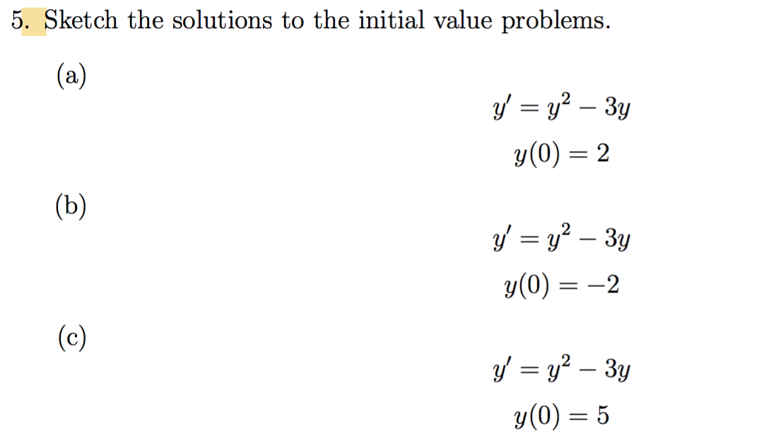 Solved Sketch The Solutions To The Initial Value Problems