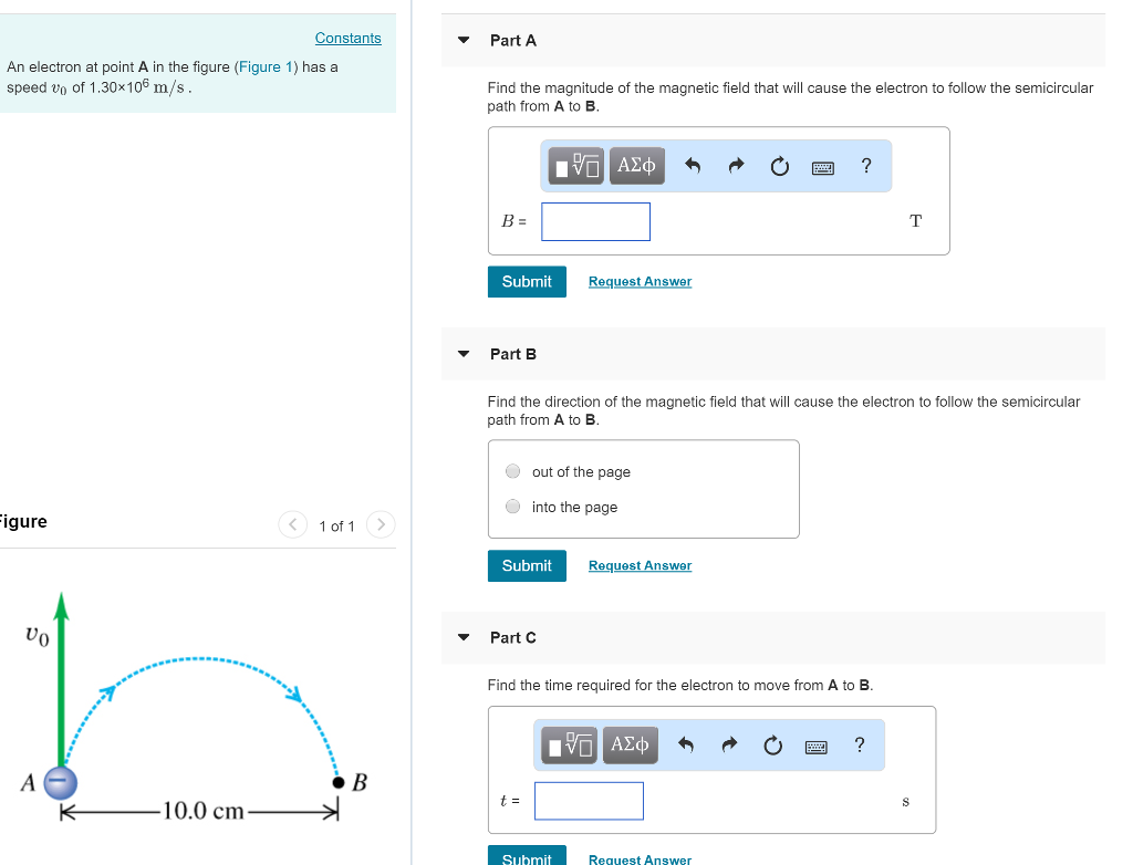 Solved Constants Part A An electron at point A in the figure | Chegg.com